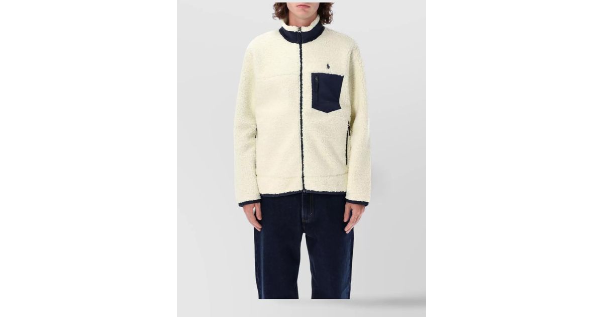 Polo Ralph Lauren Full Zip Pile Jacket in Natural for Men | Lyst