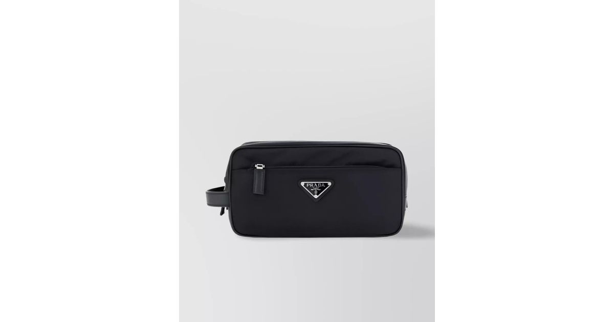Prada Rectangular Nylon Travel Case Leather in Black for Men | Lyst