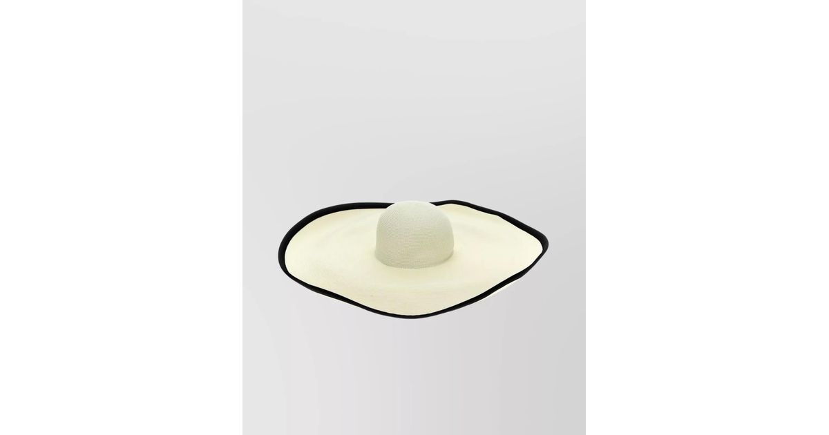 Max Mara 'Robert' Wide Brim Woven Texture Hat in Natural | Lyst