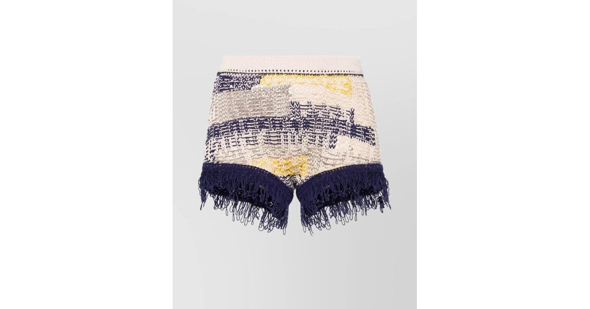 Sportmax Cotton Patterned Intarsia Knit Mid-Rise Shorts in Blue | Lyst UK