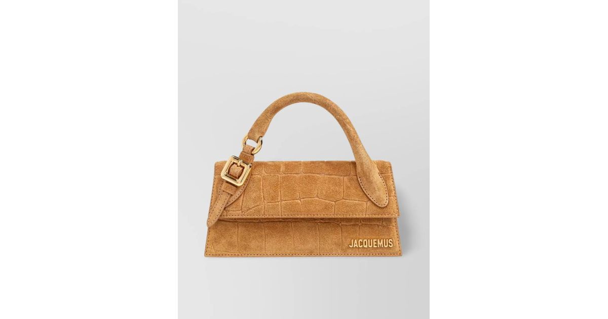 Jacquemus Long Boucle Leather Handbag With Crocodile Effect in Metallic ...