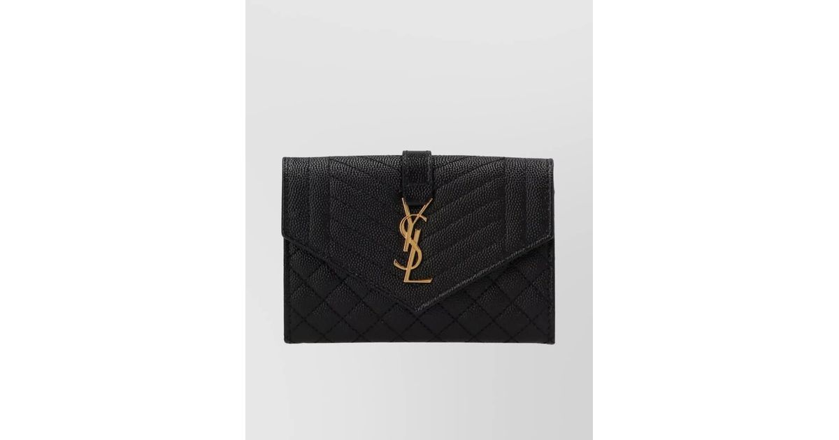 Saint Laurent Small Wallet Envelope Flap in Black | Lyst