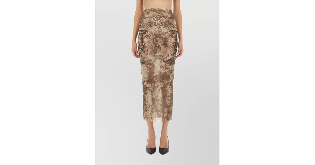 Jean Paul Gaultier Sheer Overlay Sleeveless Midi Skirt in Natural | Lyst