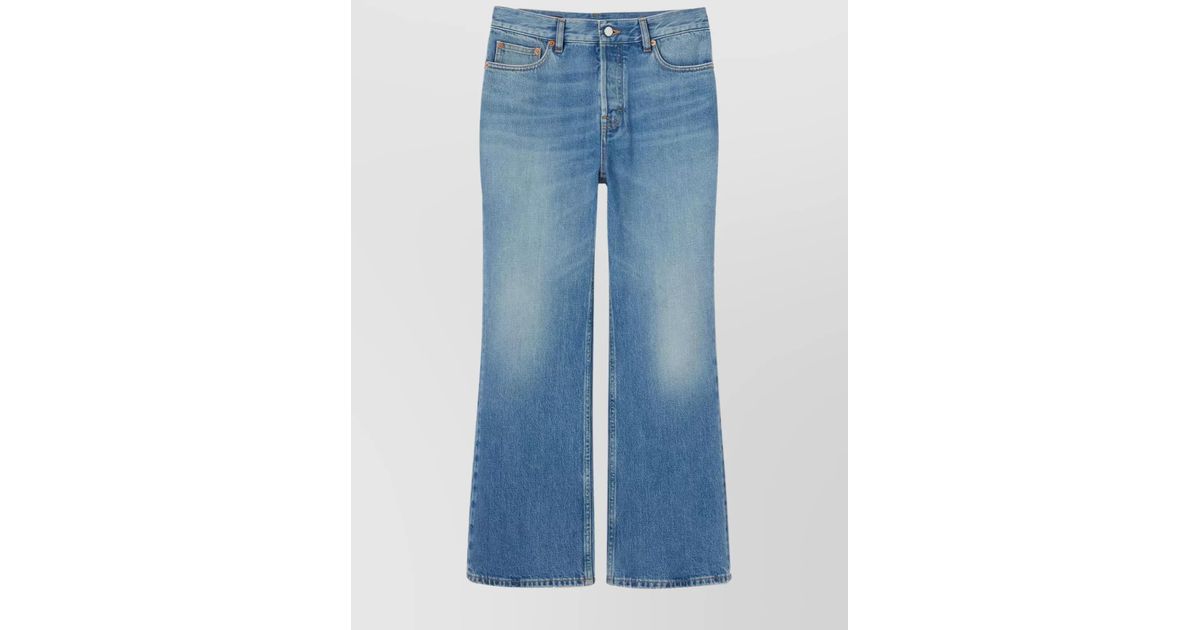 Gucci Flare Cut Short Denim Trousers in Blue | Lyst UK