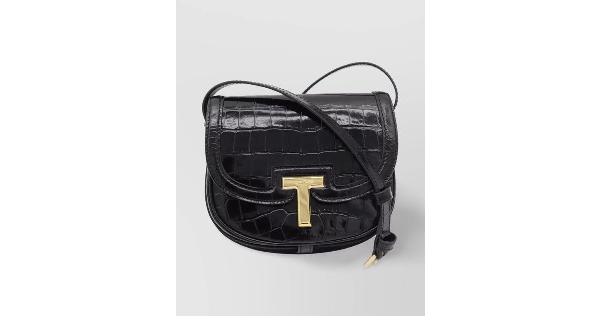 Tom Ford Crocodile Strap Shoulder Bag in Black | Lyst
