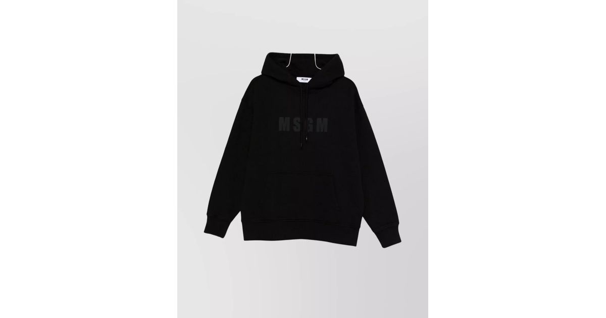 MSGM Hooded Kangaroo Pocket Sweater in Black for Men | Lyst UK