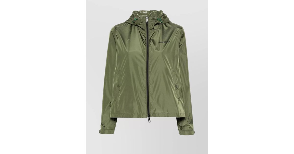 Duvetica Lightweight Drawstring Hood Jacket With Side Vents in Green | Lyst