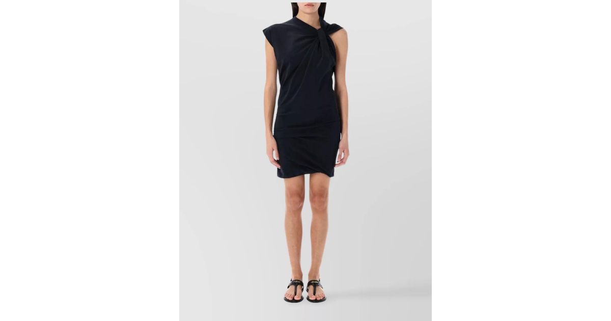 Isabel Marant Asymmetric Draped Mini Dress Knot in Blue | Lyst
