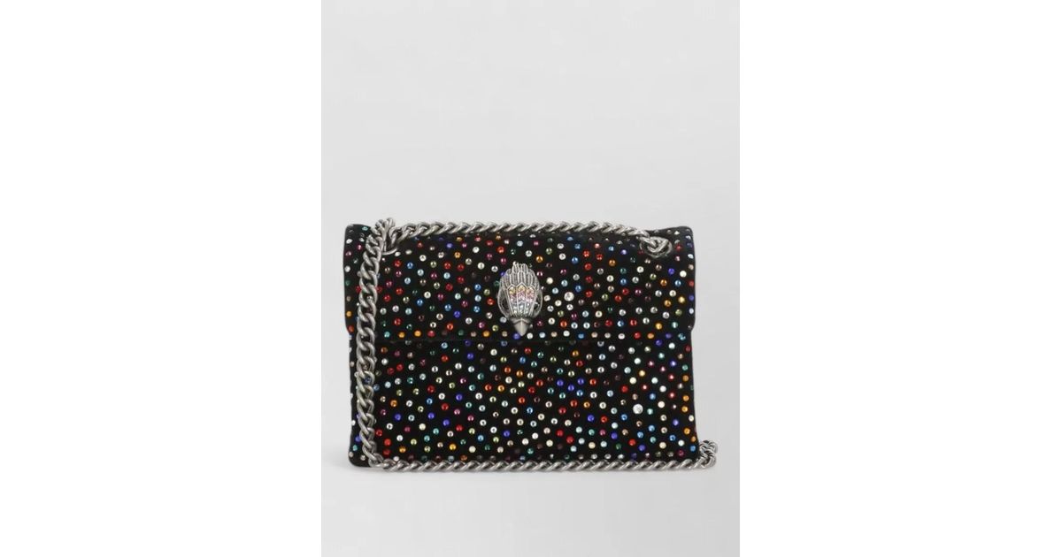 Kurt Geiger Shoulder Bag Velvet Pattern Rhinestone Detail in Black | Lyst