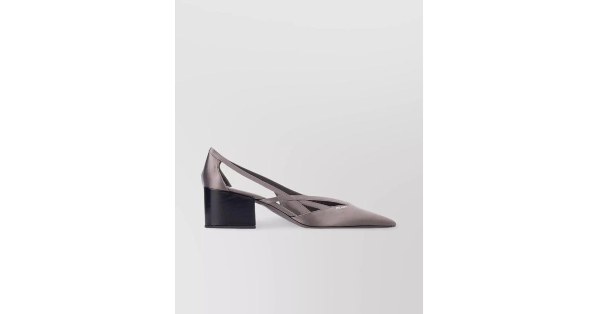 Prada Pointed Toe Block Heel Cut-Out Pumps | Lyst