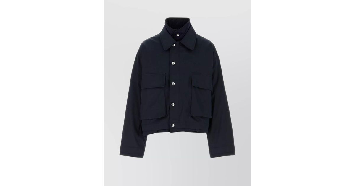 Bottega Veneta Twill Jacket With Collared Neck And Flap Pockets in Blue ...