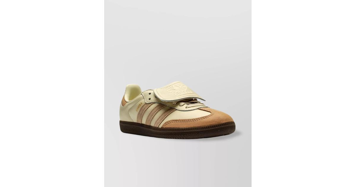 adidas Striped Rubber Sole Sneakers With Contrasting Panels in Brown | Lyst