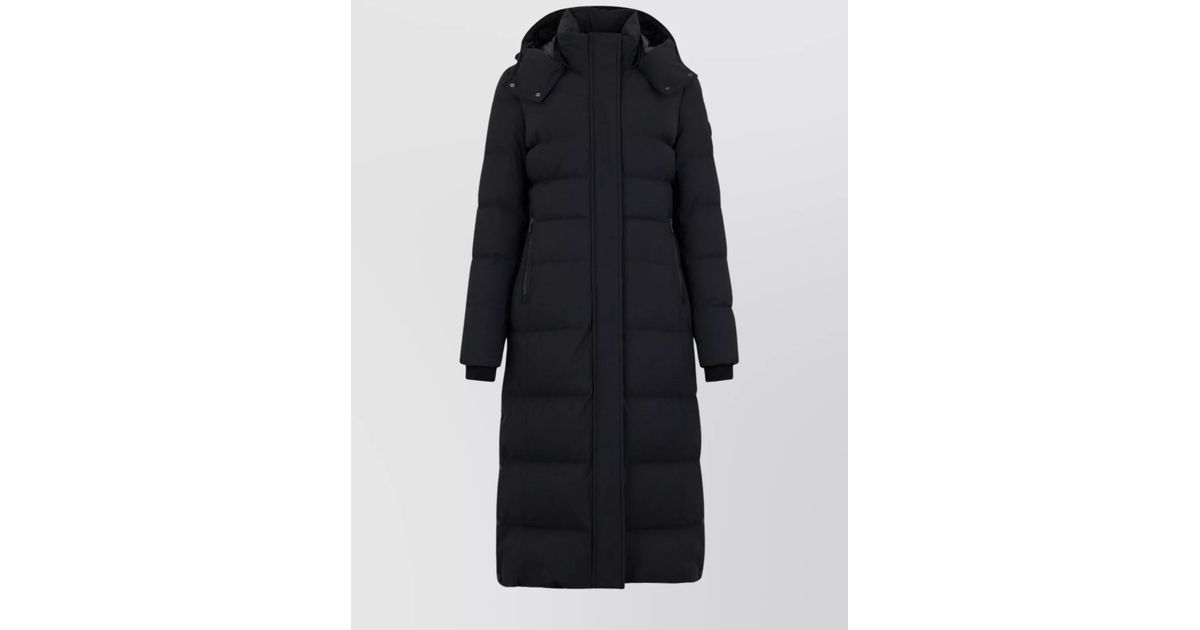 Moose Knuckles Luxe Hooded Long Quilted Parka in Blue | Lyst
