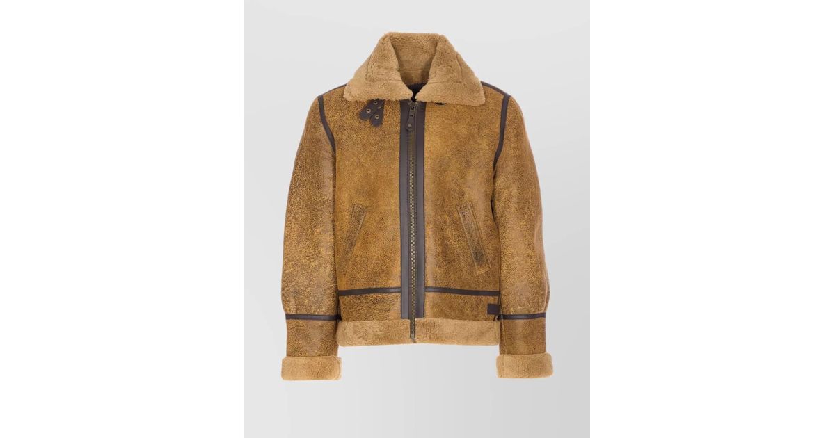 Schott Nyc Adjustable Strap Shearling Jacket Pockets in Brown for Men ...