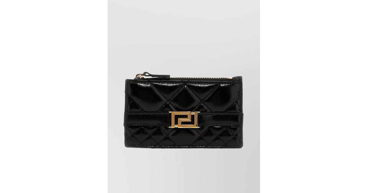 Versace Quilted Hardware Goddess Card Holder in Black | Lyst