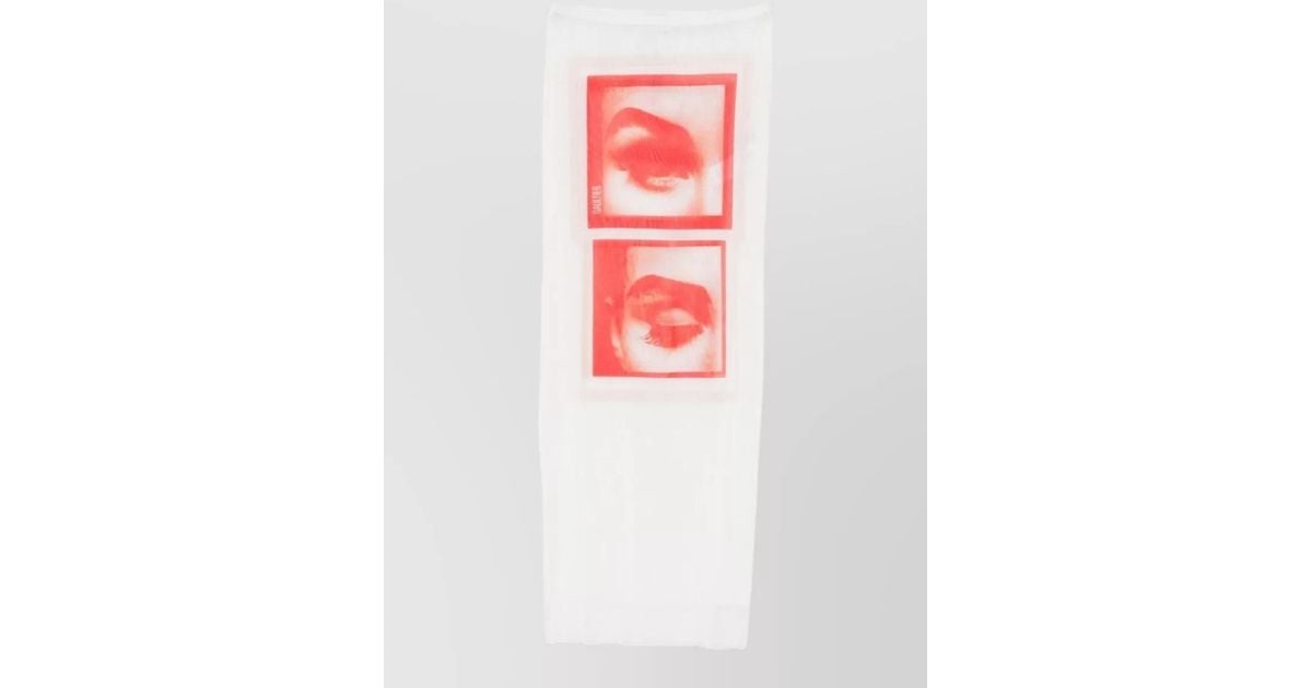 Jean Paul Gaultier Midi Skirt Sheer Silk Graphic Design in White | Lyst UK
