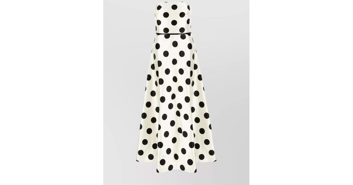 Max Mara Silk Blend Strapless Polka Dot Maxi Dress in White | Lyst