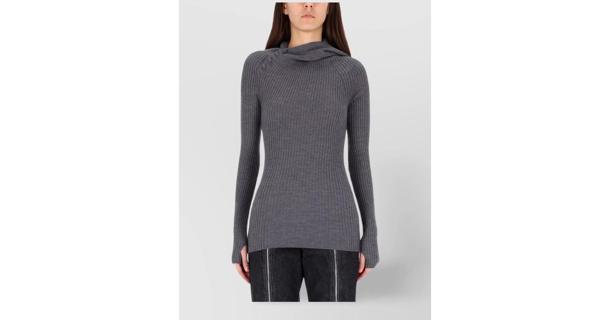 Jean Paul Gaultier Asymmetric Neck Long Sleeve Knitwear Top in Grey ...