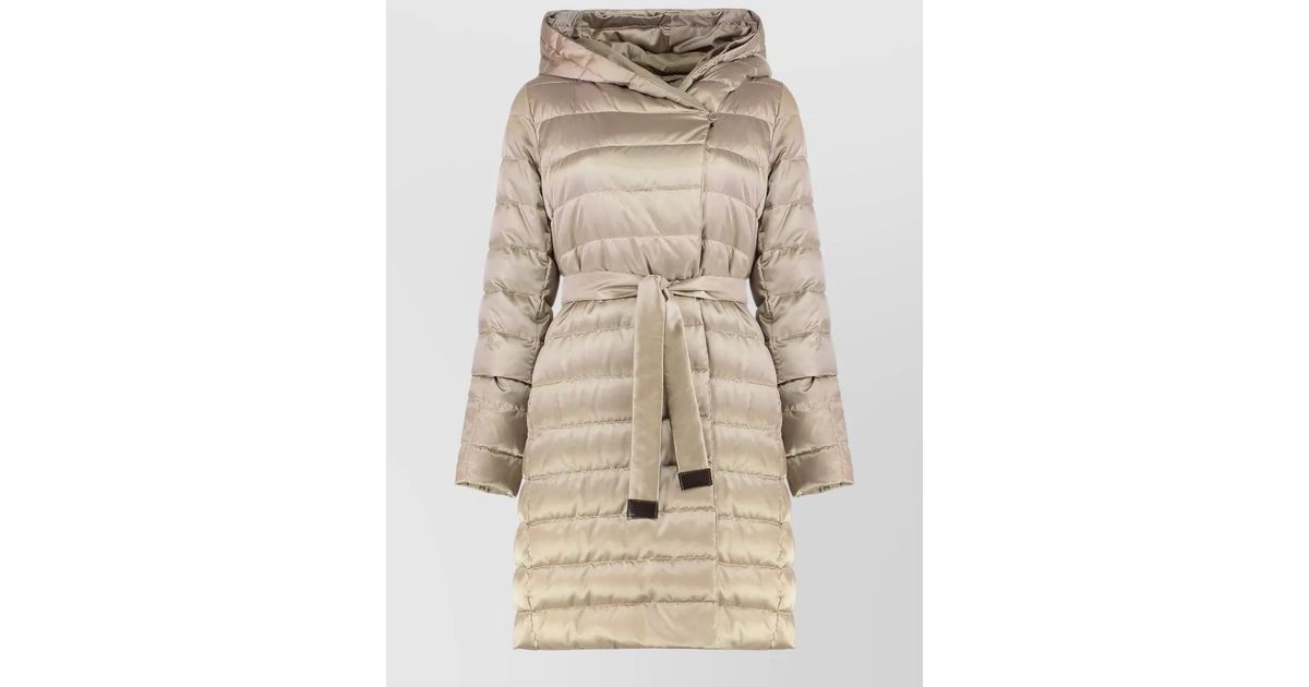 Max Mara Reversible Hooded Down Jacket Midi Length in Natural | Lyst UK