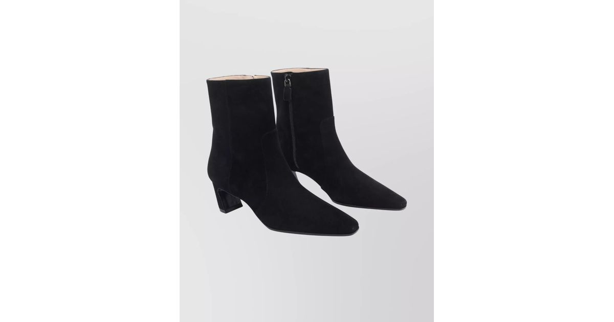 Stuart Weitzman Suede Ankle Model Block Heel Boots in Black | Lyst UK