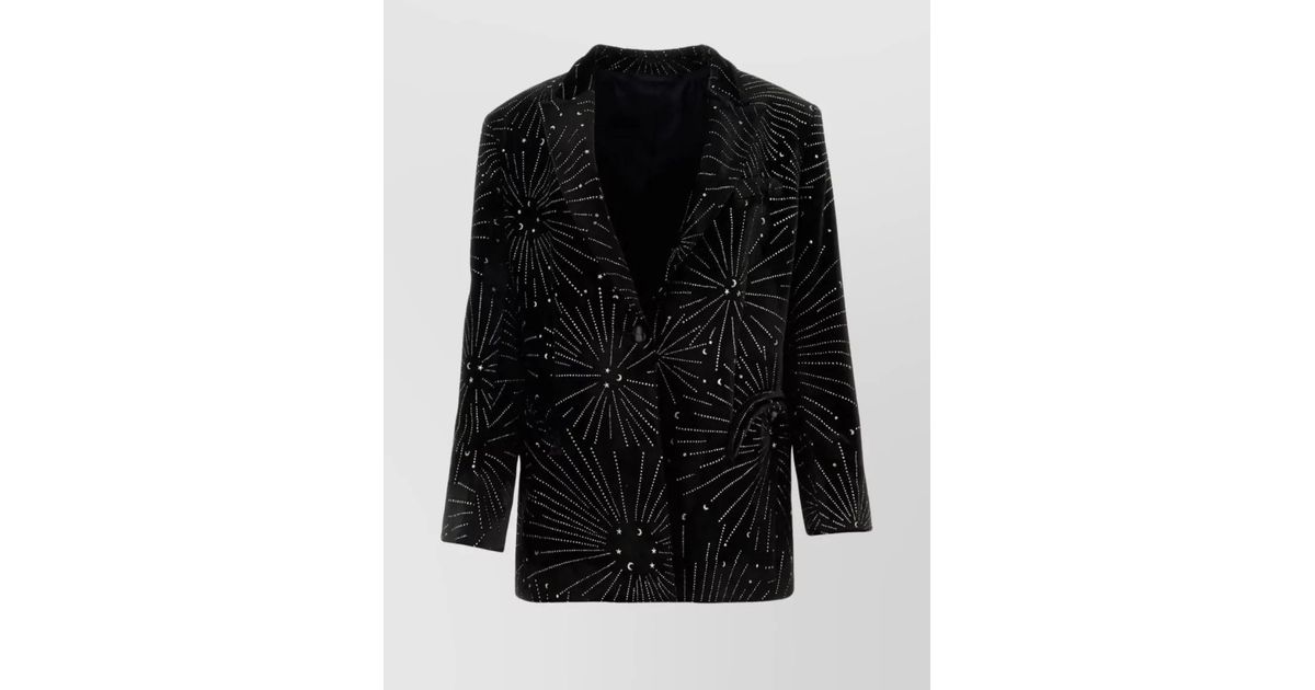 Blazé Milano Embellished Velvet Blazer With Back Slit in Black | Lyst UK