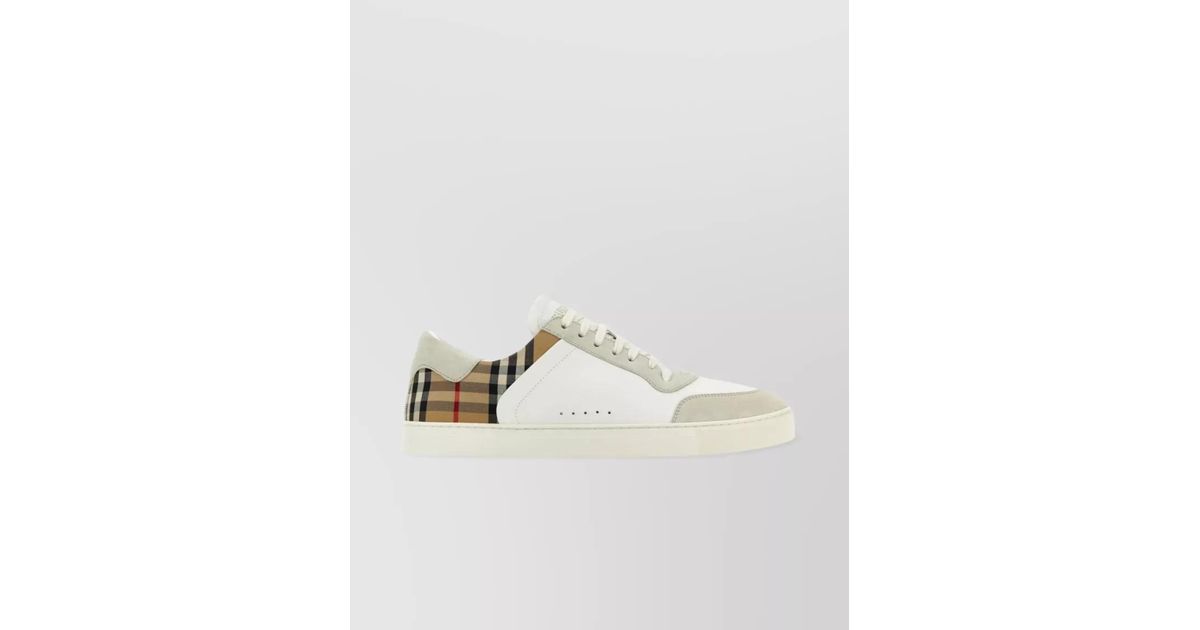 Burberry Suede And Leather Sneakers With Vintage Check Insert in ...