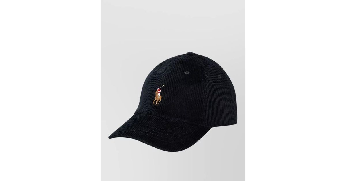 Ralph Lauren Logo Cap Curved Brim Corduroy Texture in Blue for Men ...