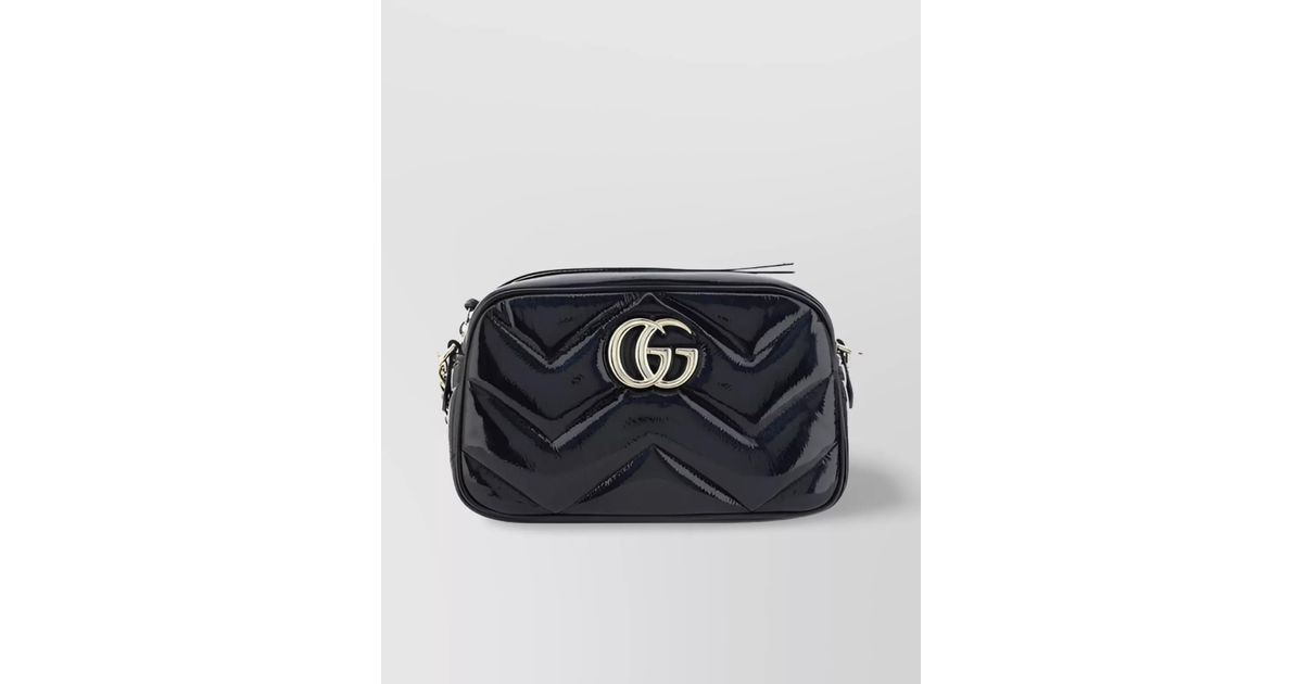 Gucci Quilted Chevron Shoulder Bag Chain Strap in Black | Lyst