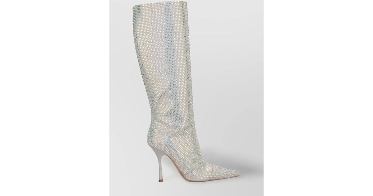 Liu Jo Embellished Knee-High Stiletto Pumps in White | Lyst