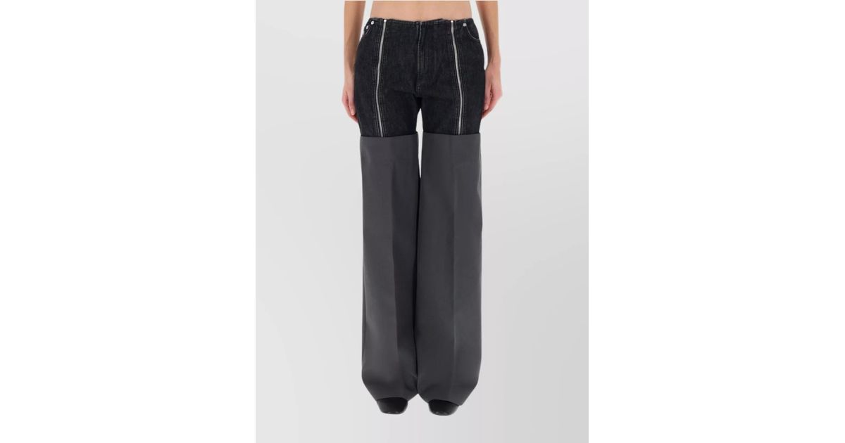 Jean Paul Gaultier Wide Leg Trousers Contrast Panels in Black | Lyst UK