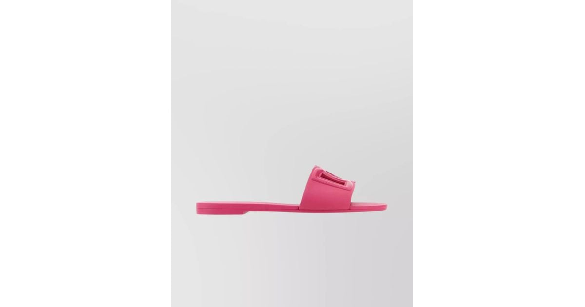 Dolce & Gabbana Cut-Out Detail Toe Slides in Pink | Lyst