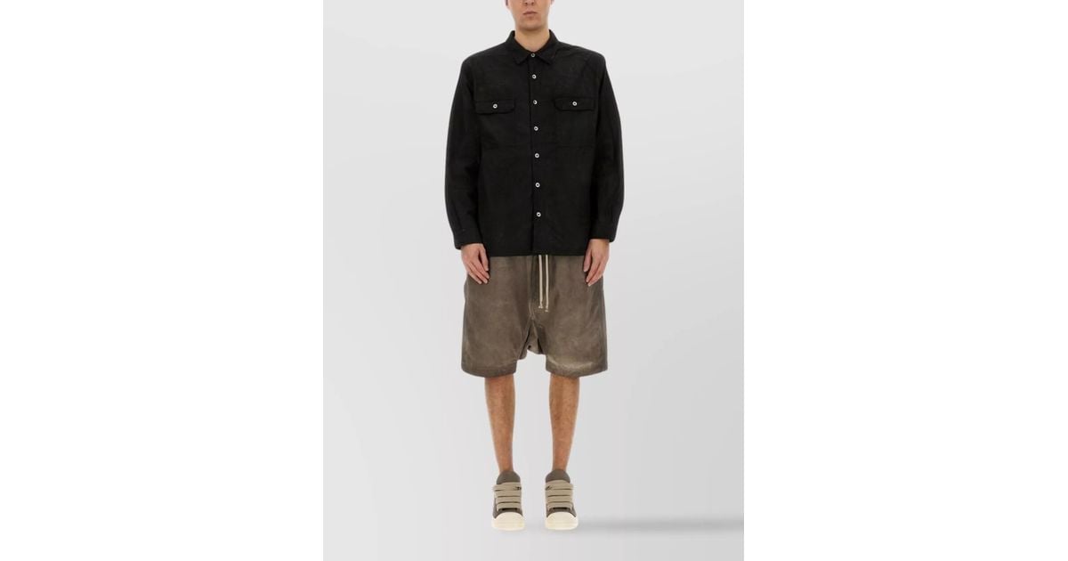 Rick Owens Overshirt With Chest Pockets And Long Sleeves in Black for ...