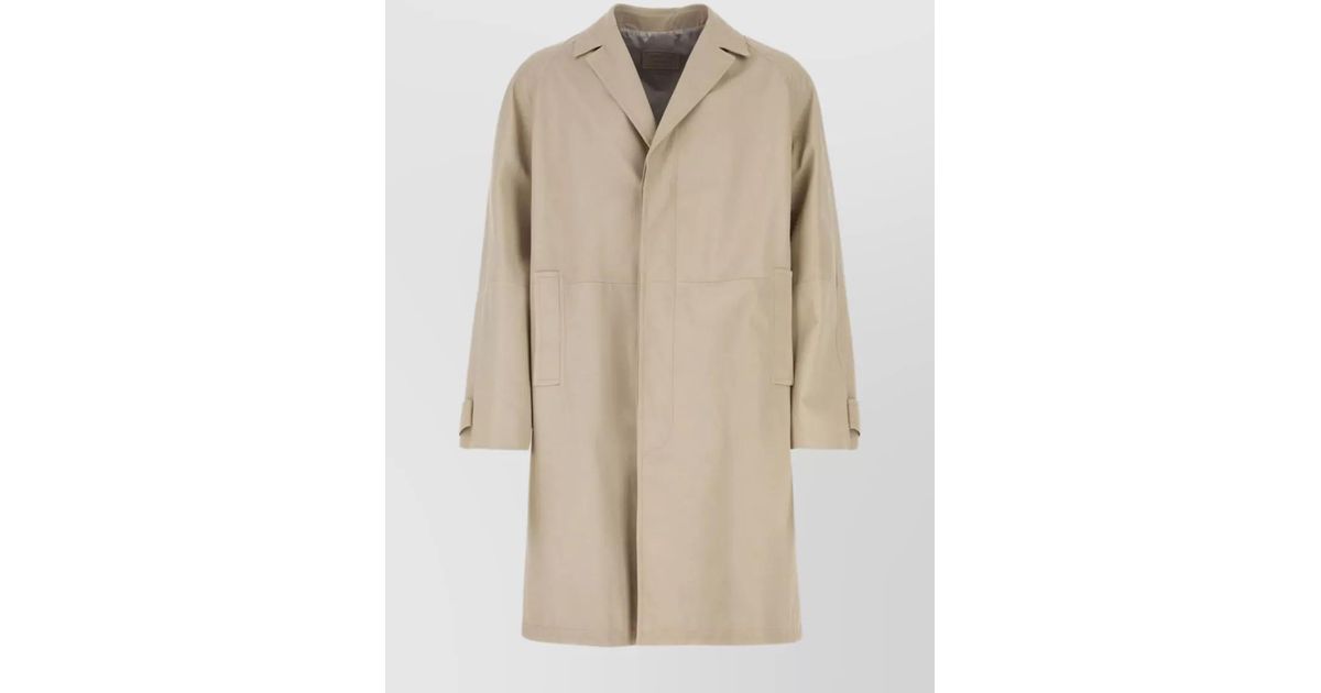 Prada Back Slit Leather Coat in Natural for Men | Lyst