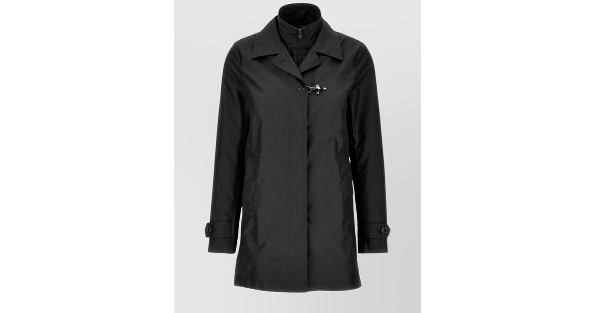 Fay Buttoned Cuff Coat Front Pockets in Black | Lyst UK