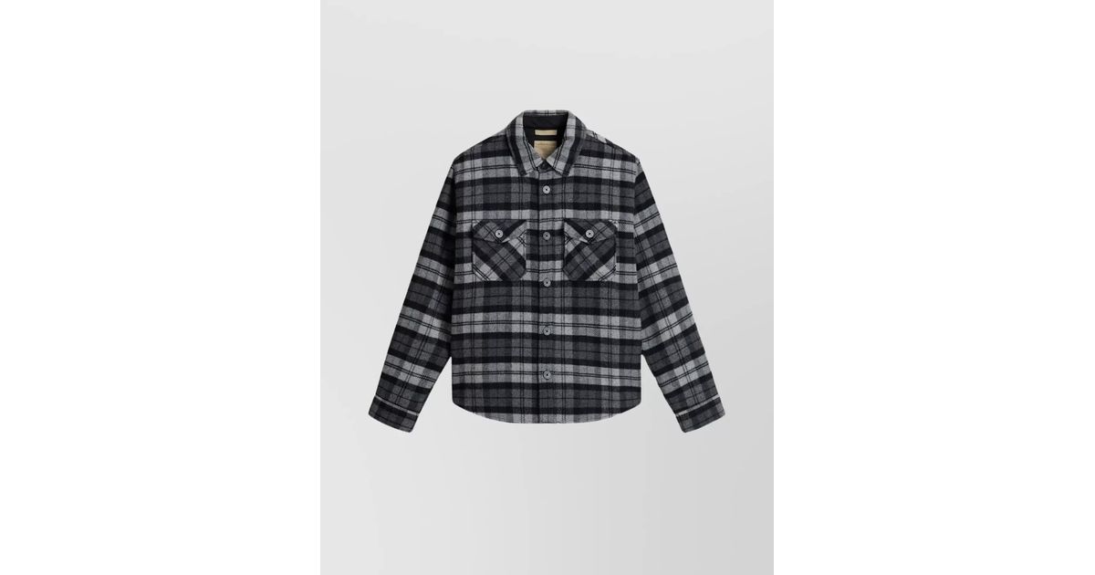 Woolrich Checked Pattern Shirt Jacket With Flap Pockets in Black for ...
