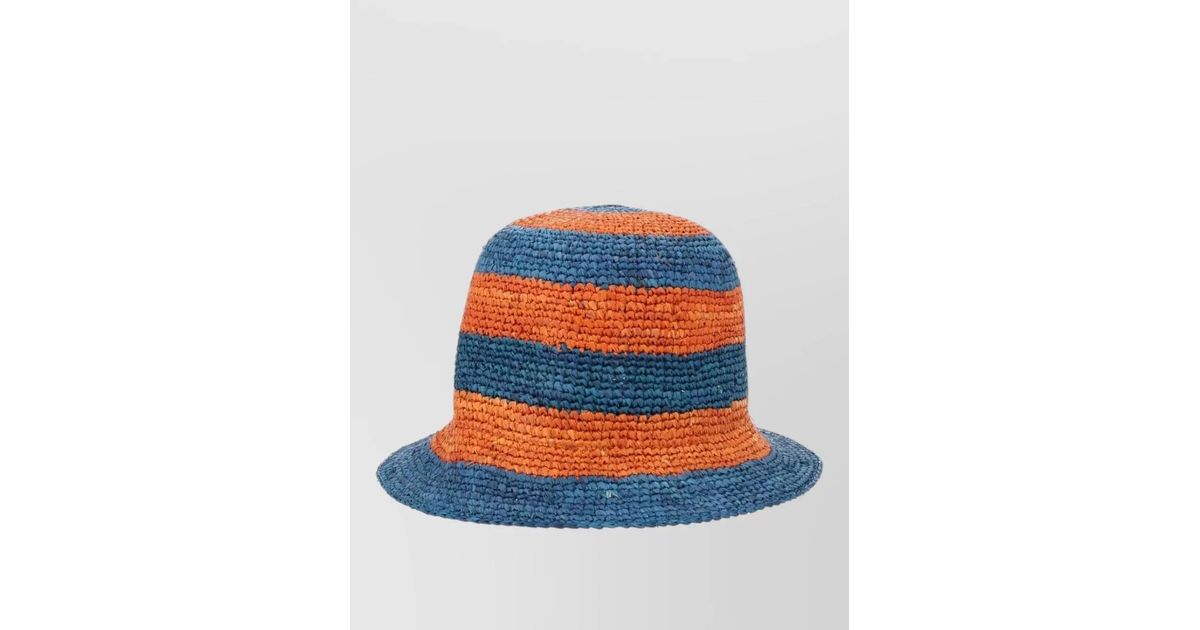 Paul Smith Wide Brim Striped Woven Texture Hat in Blue | Lyst UK