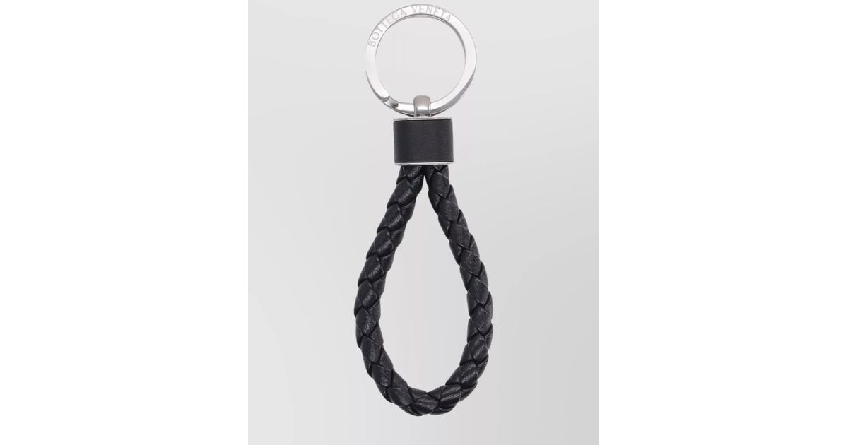 Bottega Veneta Leather Keyring With Braided Metal Design in White for ...