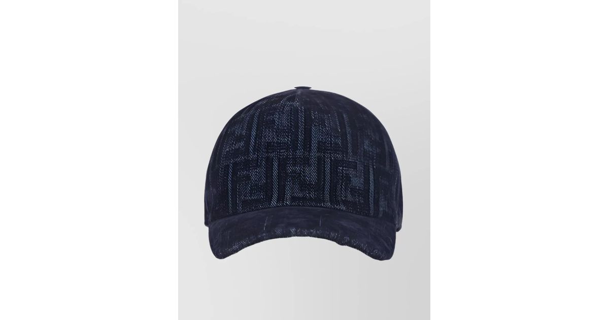 Fendi Logo Pattern Cotton Baseball Hat Brim Fabric in Blue for Men | Lyst