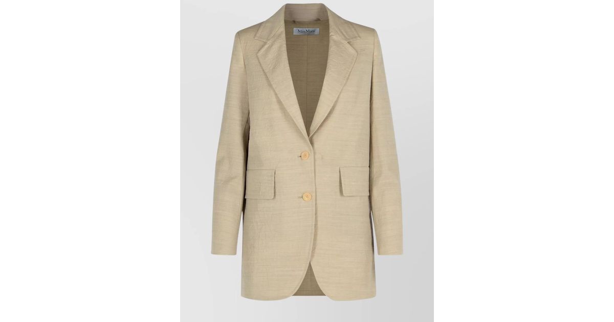 Max Mara 'Acacia' Longline Jacket Notched Lapels in Natural | Lyst
