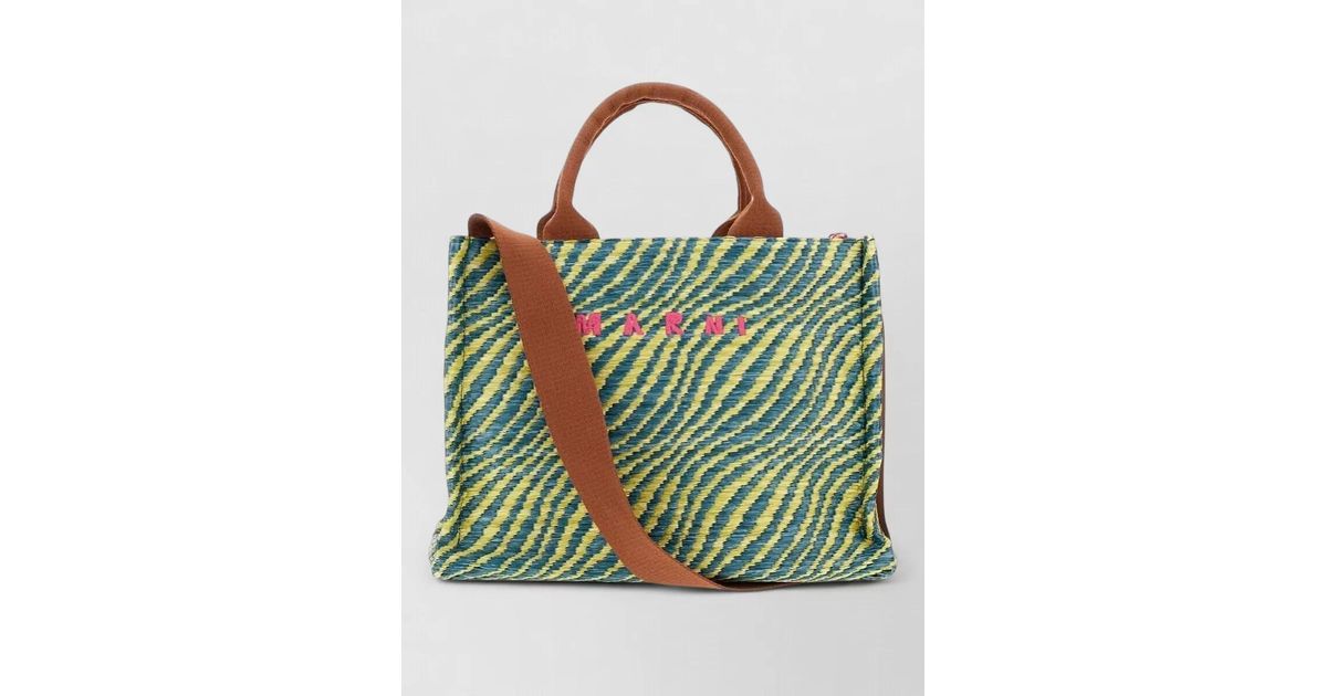 Marni Tropicalia Small Fabric Tote Bag in Green | Lyst