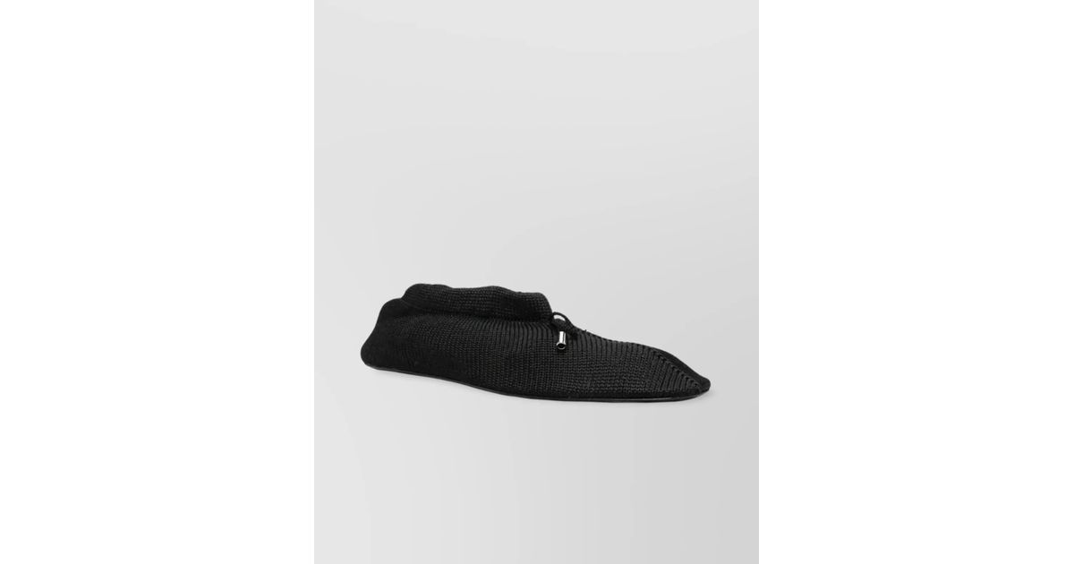 TOTEME Ribbed Knit Ballet Flats With Bow Detailing in Black | Lyst
