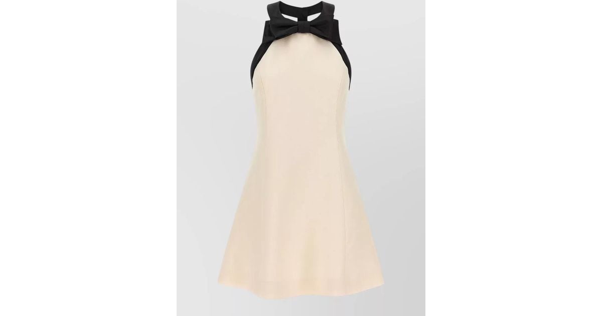 Valentino Garavani Couture Crepe Dress Bow Halter Neckline in Natural ...