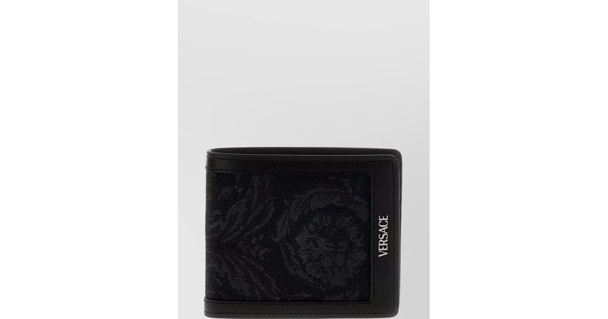 Versace Textured Bi-Fold Baroque Wallet in Black for Men | Lyst