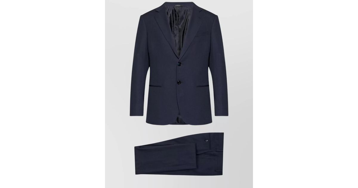 Giorgio Armani Wool Suit With Flap Pockets And Notch Lapel in Blue for ...