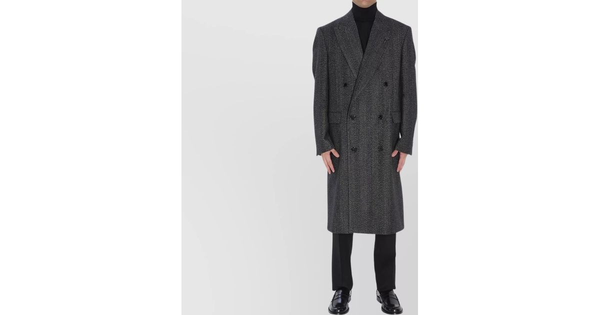 Lardini Double-Breasted Wool Coat Herringbone Pattern for Men | Lyst