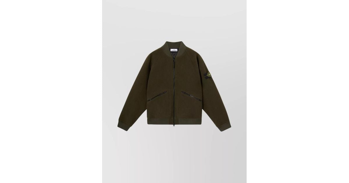 Stone Island Ribbed Cuff Bomber Jacket With Raglan Sleeves in Green for ...
