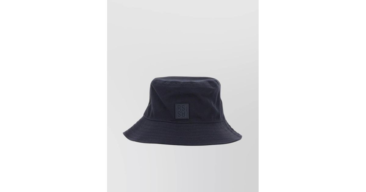 Raf Simons Leather Stitched Wide Brim Bucket Hat in Blue | Lyst