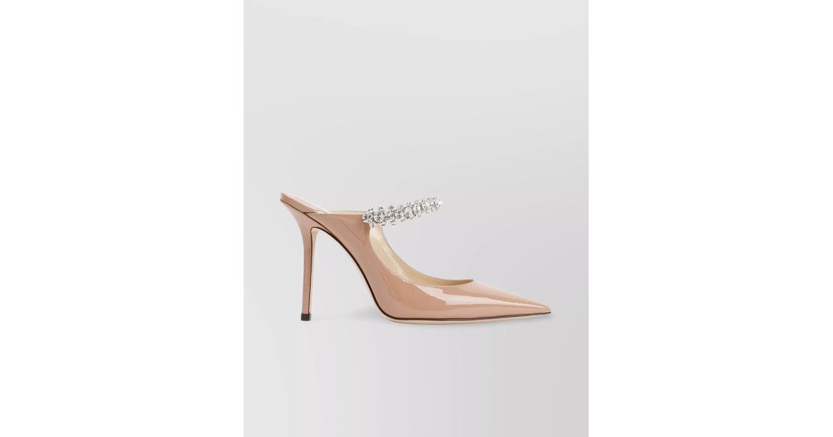 Jimmy Choo Crystal Strap Covered Heels Sandals in Natural | Lyst