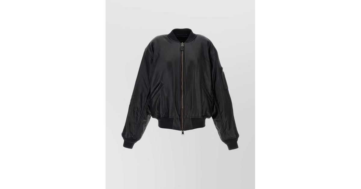 Balenciaga Bomber Jacket With Ribbed Cuffs And Pockets in Black | Lyst