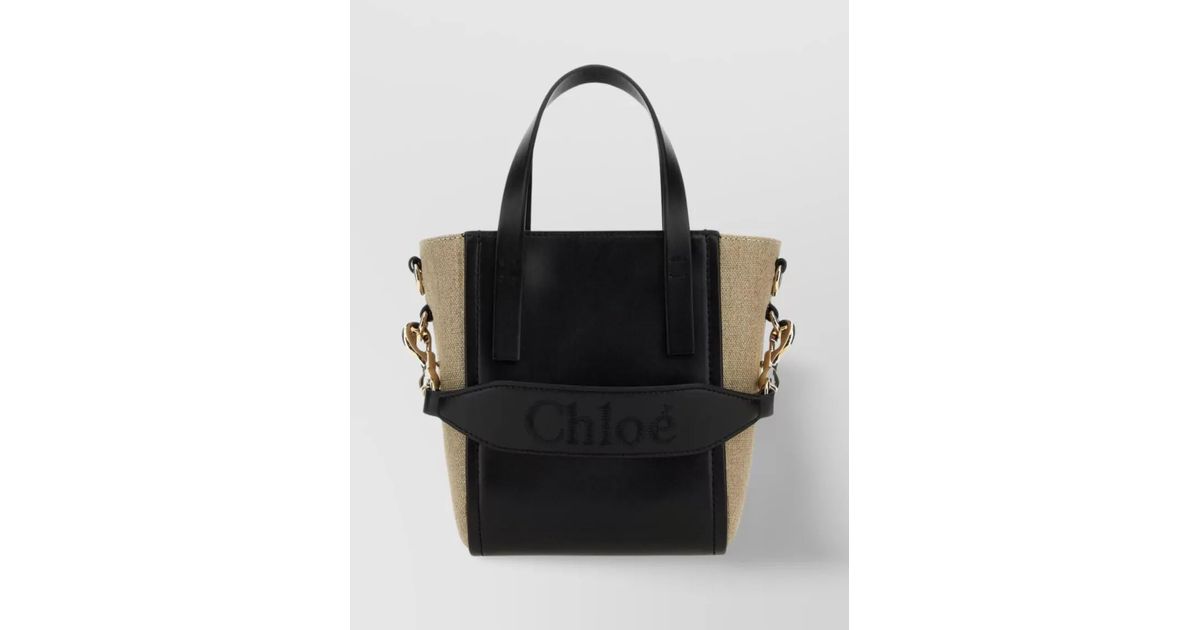 Chloé Canvas And Leather Small Sense Tote Bag in Black | Lyst